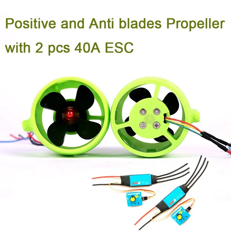 Электрическая турбина DC 12V~24V 4 лопасти для RC лодки Positive Anti 2xESC