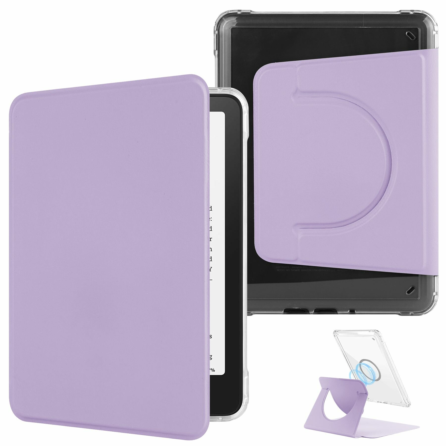 Чехол для Amazon Kindle Paperwhite 12 Gen (7", 2024), магнитный, вращающаяся подставка, сиреневый