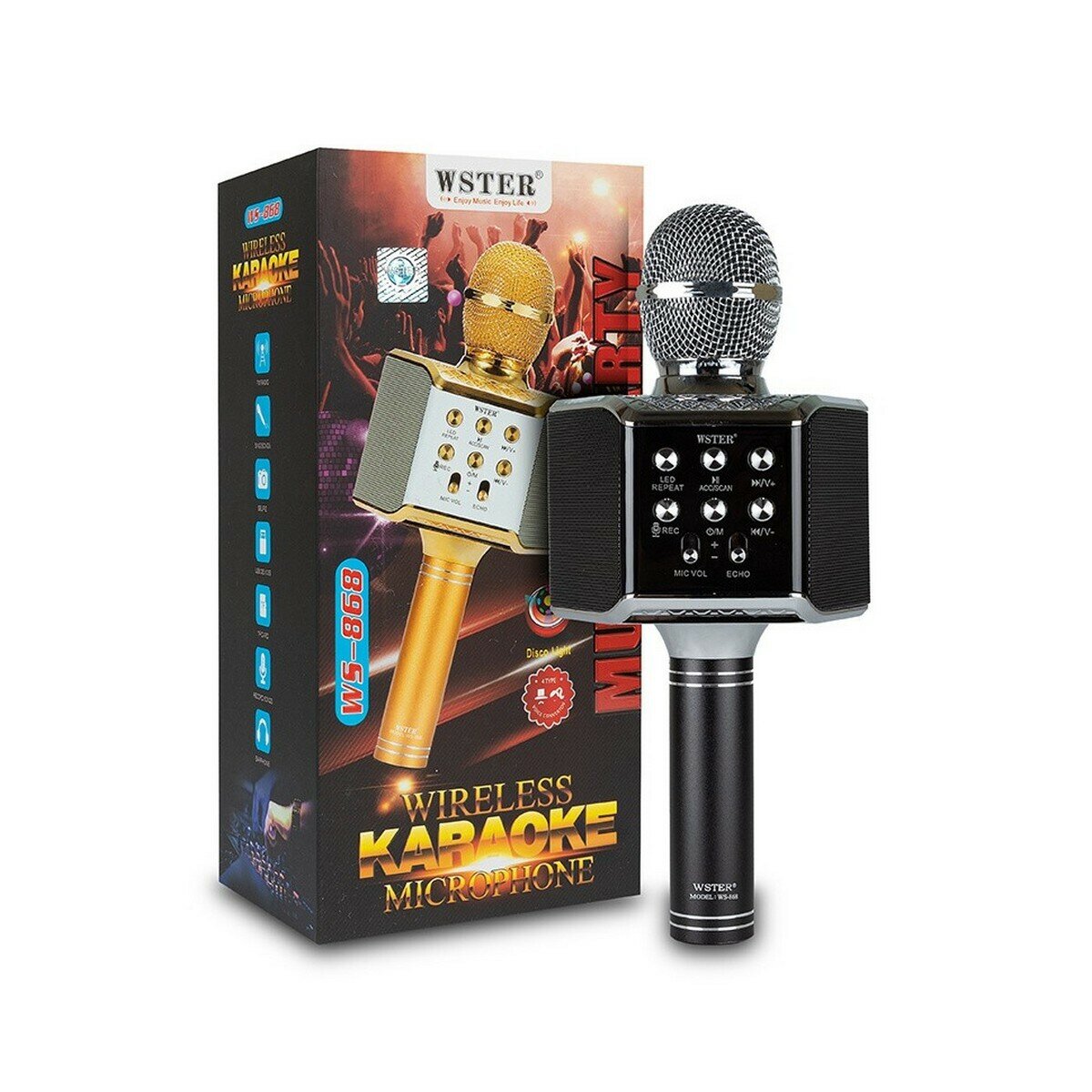 Беспроводная колонка-микрофон Wster WS-868 Music Party Karaoke (черный)