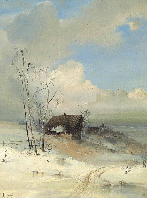 "Приход весны", Саврасов А. К, картина для интерьера (репродукция) (30х41 см / на подрамнике)
