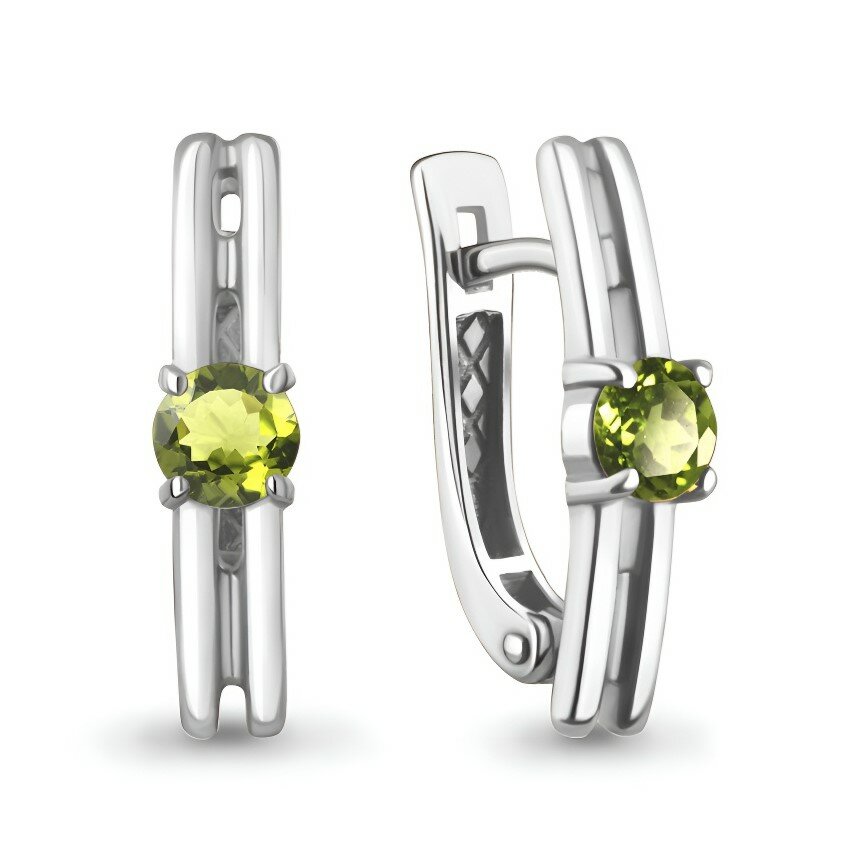Серьги, серебро, 925 проба, хризолит