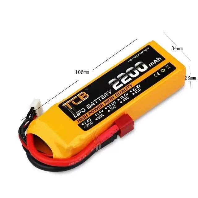 Литиевая батарея TCB2200mAh35C для моделей самолетов, радиоуправляемых автомобилей 2S3S4S, литиевая батарея 11.1В для беспилотников с фиксированным крылом.