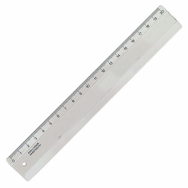 Линейка 20 см, пластиковая, прозрачная, Koh-i-Noor