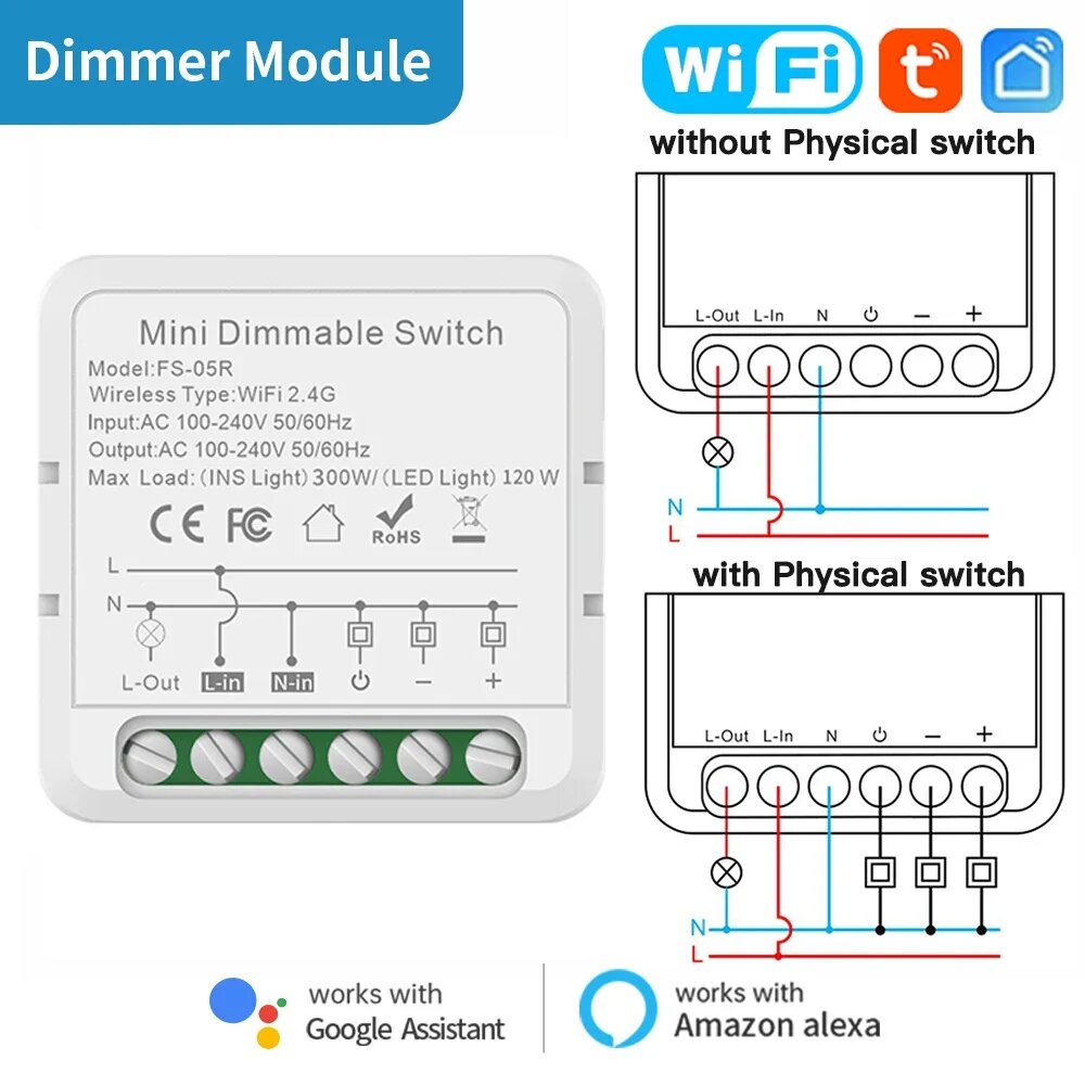 Wi-Fi Диммер Mini FS-05R 100-240V