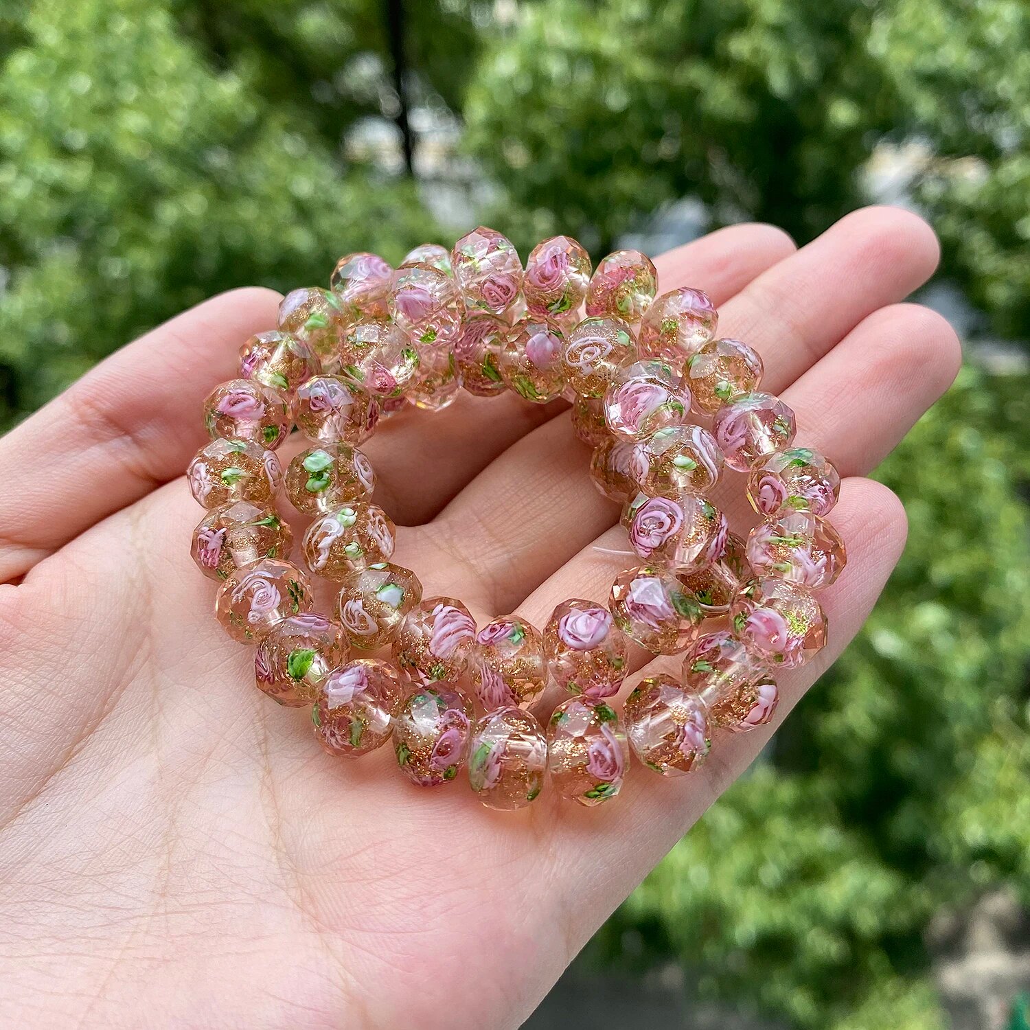 TANANTA Муранские стеклянные бусины 10 мм, разноцветные, 10 шт. light pink