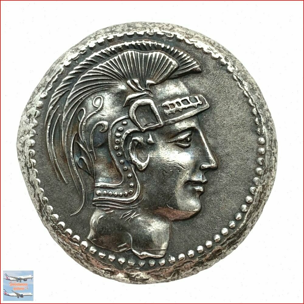 Тетрадрахма 165-42 гг до н э Афины Голова Афины в шлеме Сова на амфоре копия монеты медно никелевый сплав