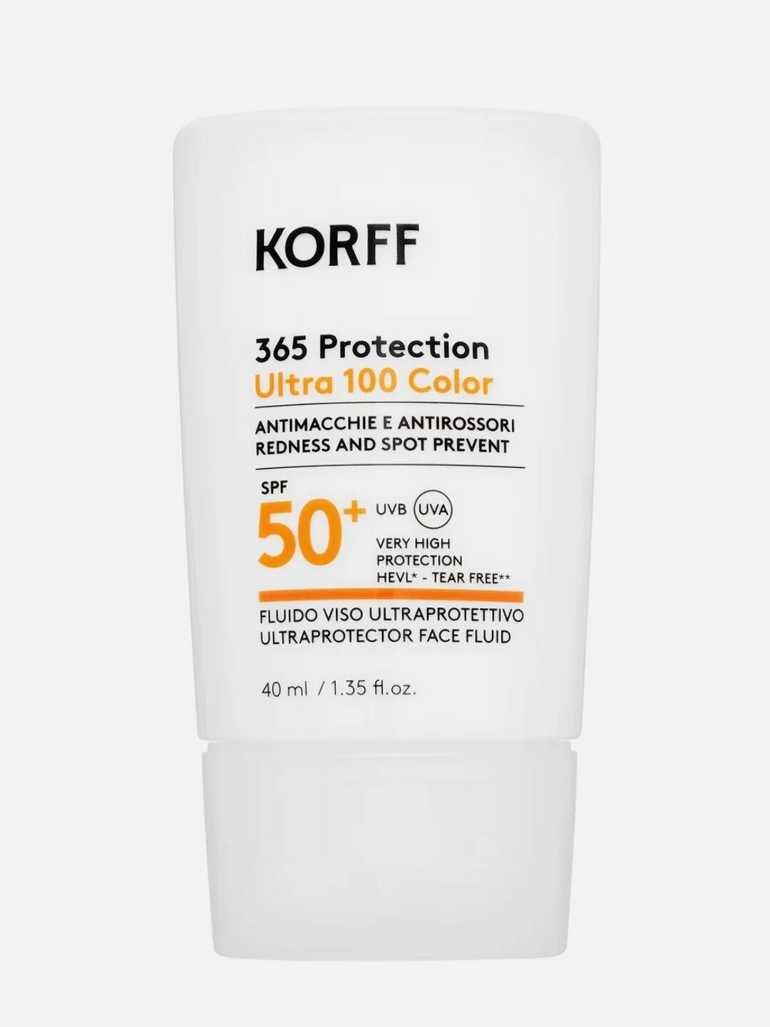 Оттеночный солнцезащитный флюид для лица spf50+ KORFF 365 protection ultra 100 color redness and spot prevent ultraprotector