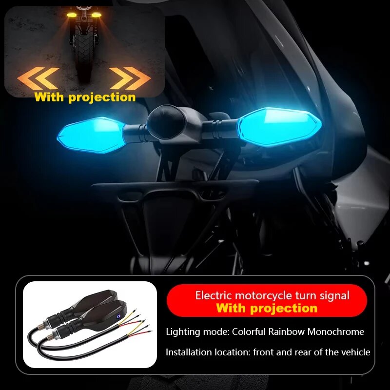 2 шт. мотоциклетная светодиодная лампа указателя поворота со стрелками, 2pcs With projection