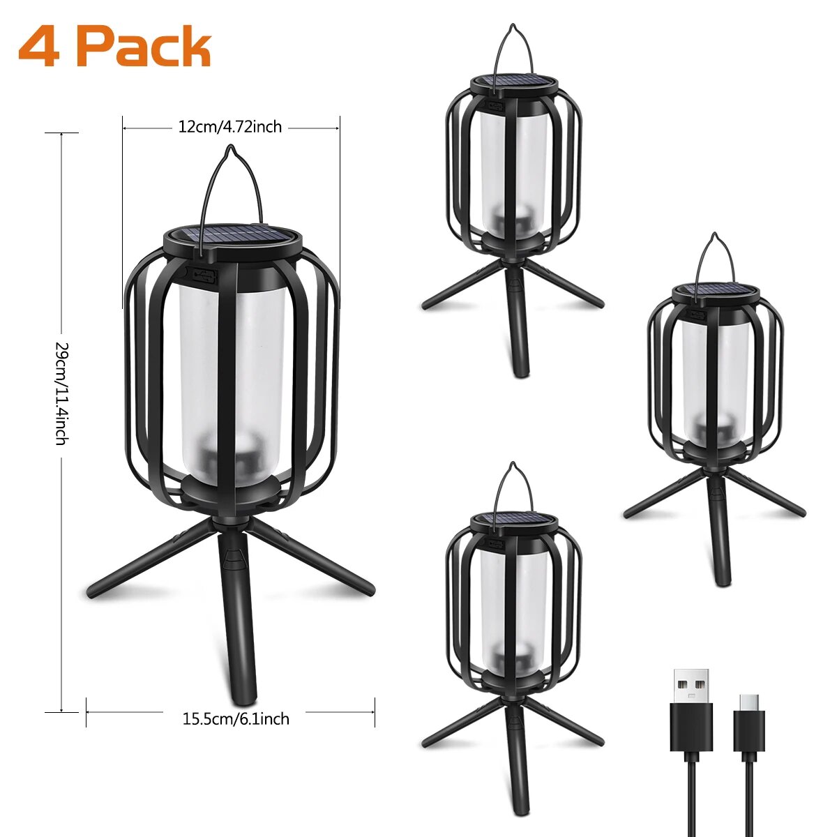 Солнечный светильник AMARYLLIS, подвесной, водонепроницаемый 4pcs