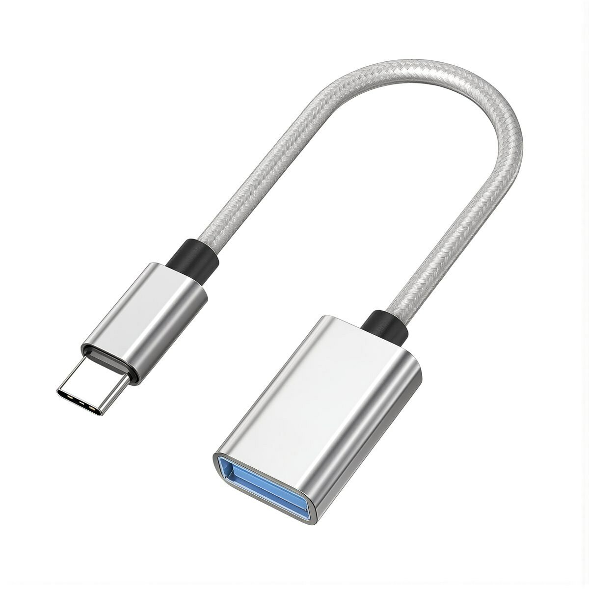 OTG переходник с портом Type-C на USB 2.0 нейлоновая оплетка малогабаритный подходит для всех гаджетов поддержка разных периферийных устройств