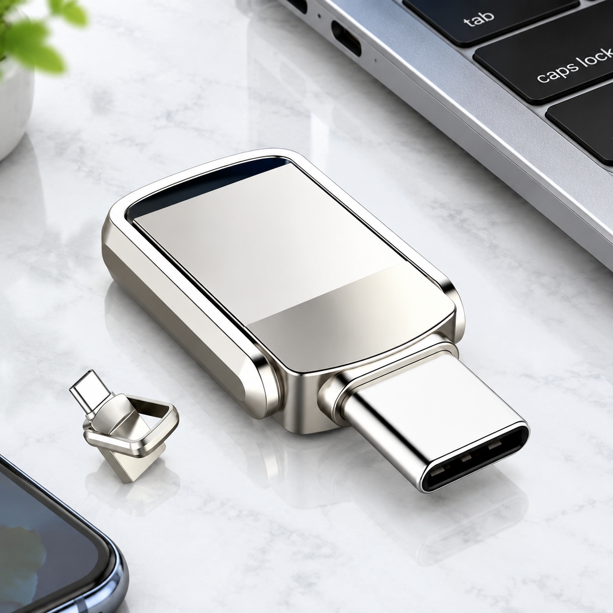 USB-накопитель Type-C 2ТБ, OTG (Цвет товара: серебристый)