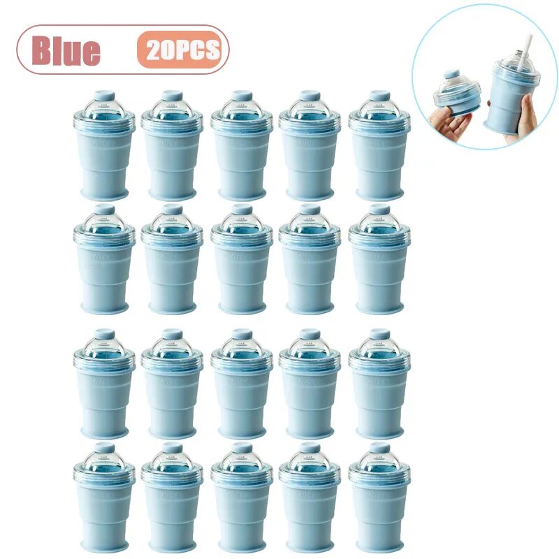 Складные формы для льда Blue-20pcs с трубочкой