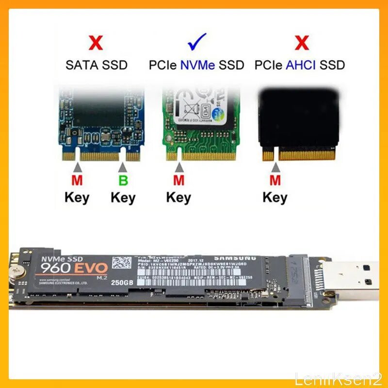 Адаптер NVME USB M.2 SSD на 3.1 10 Гбит/с USB3.1 Gen 2 для M2 NVMe 2230 2242 2260 2280