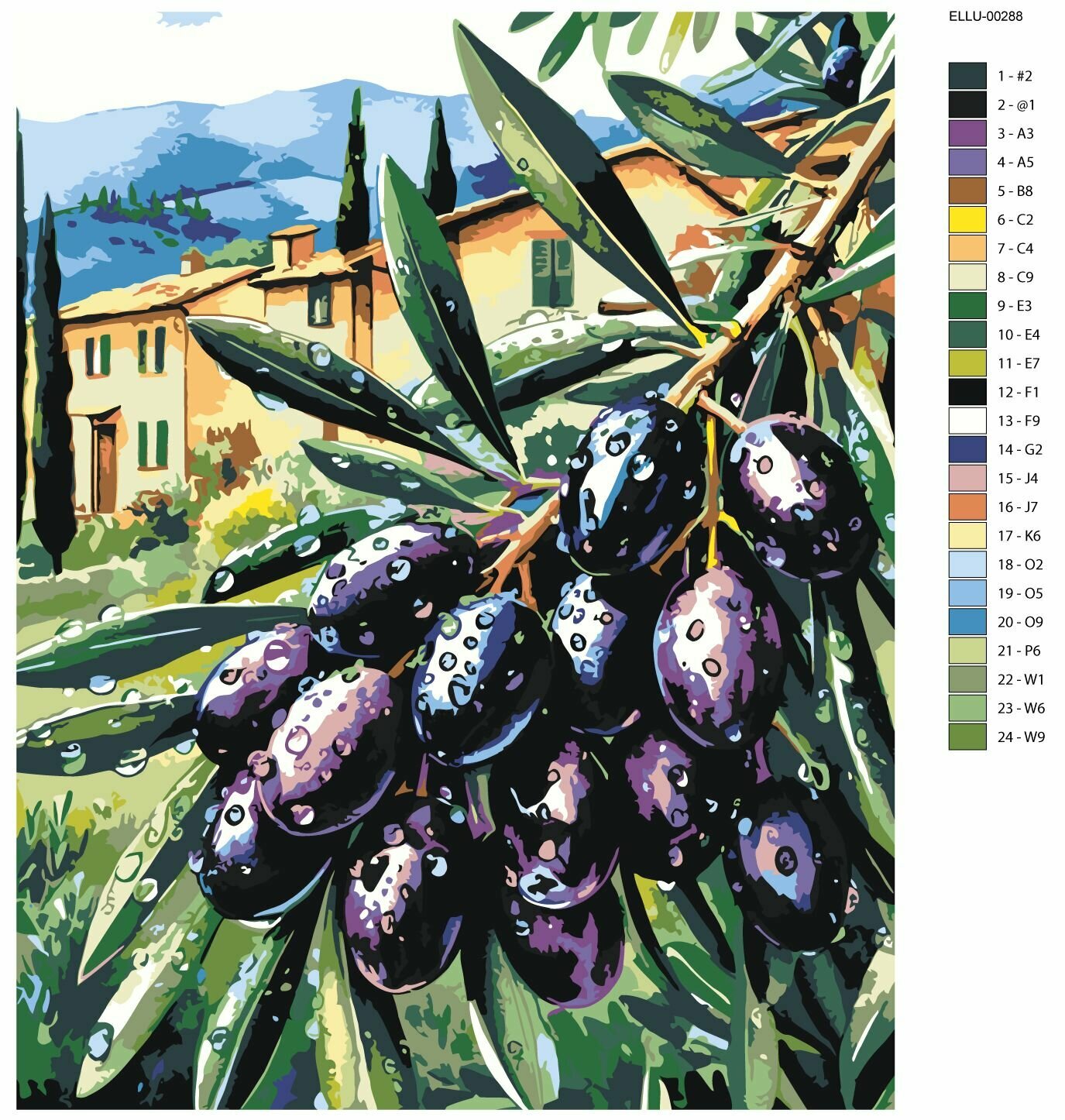 Картина по номерам, 40 x 50, ELLU-00288, ветка оливы