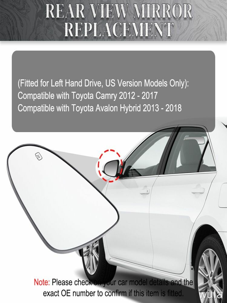 Элемент зеркала заднего вида левое с обогревом для Toyota Camry Avalon США плоское стекло замена 87947-06410