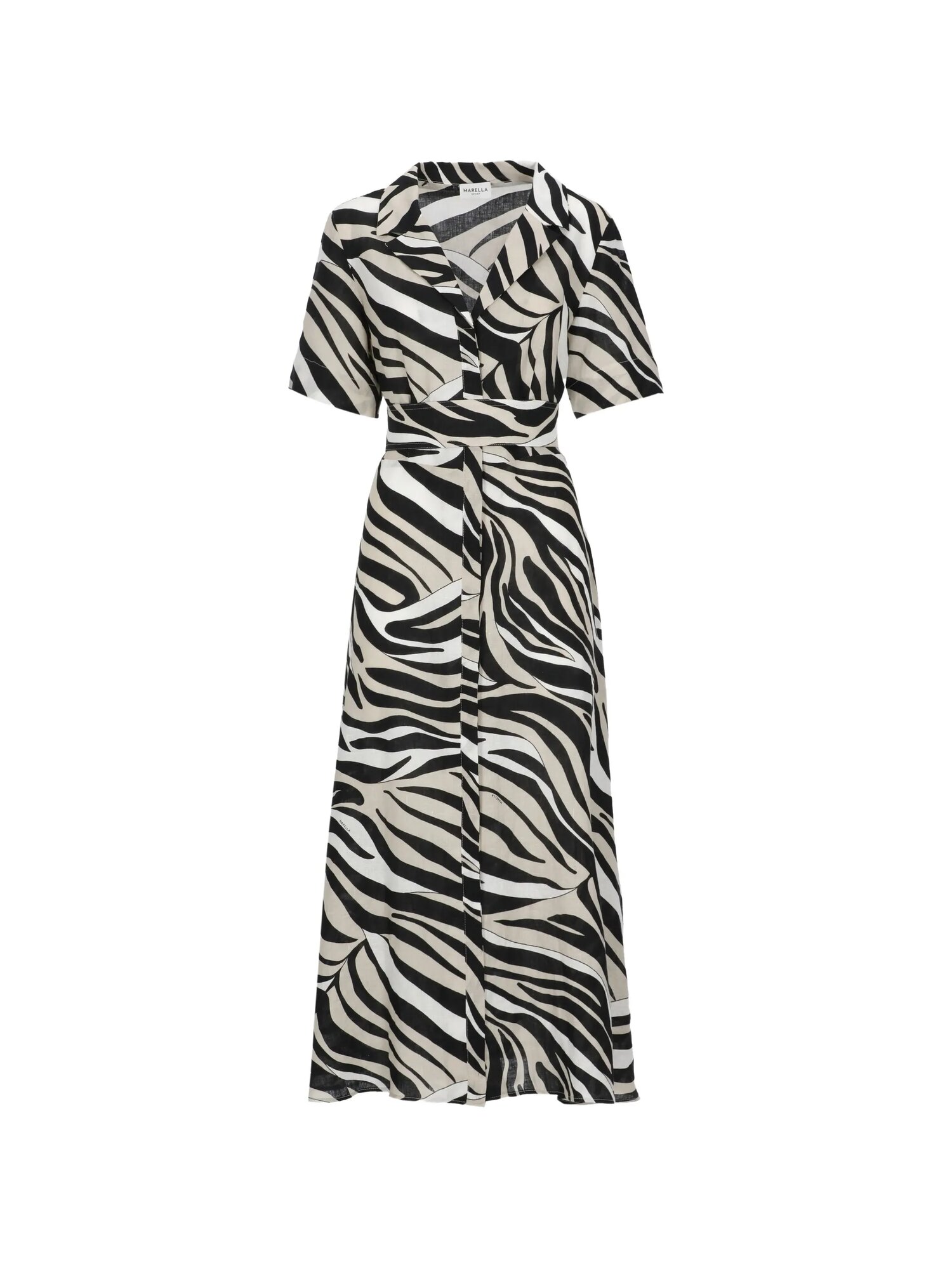 Платье Zebra-print belted midi shirt dress