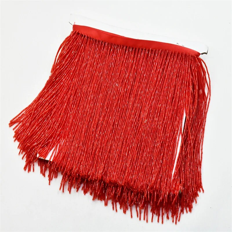 Бахрома с бисером Zhaorong light red