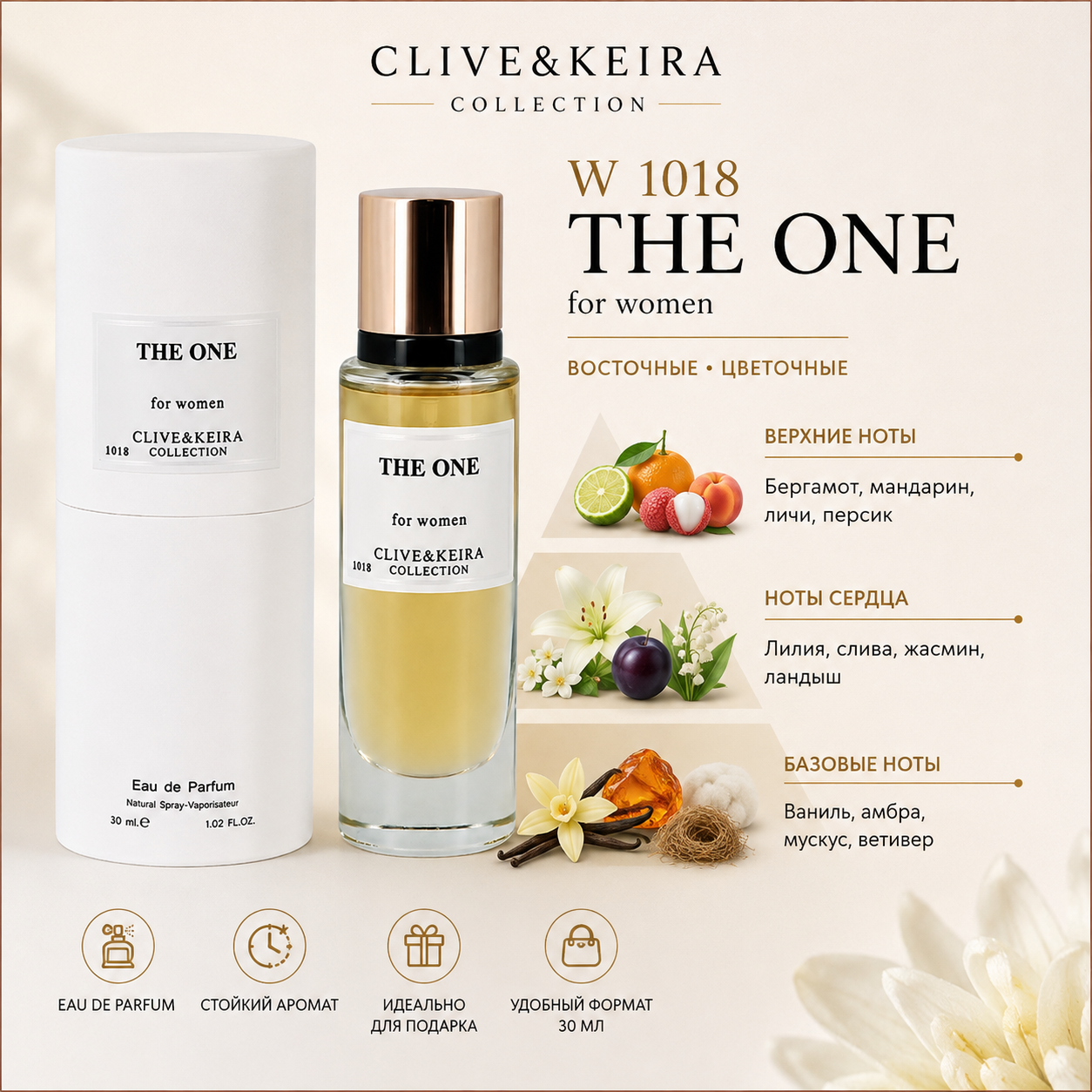 Туалетная вода женская Clive&Keira W 1018 THE ONE, женский 30 мл.