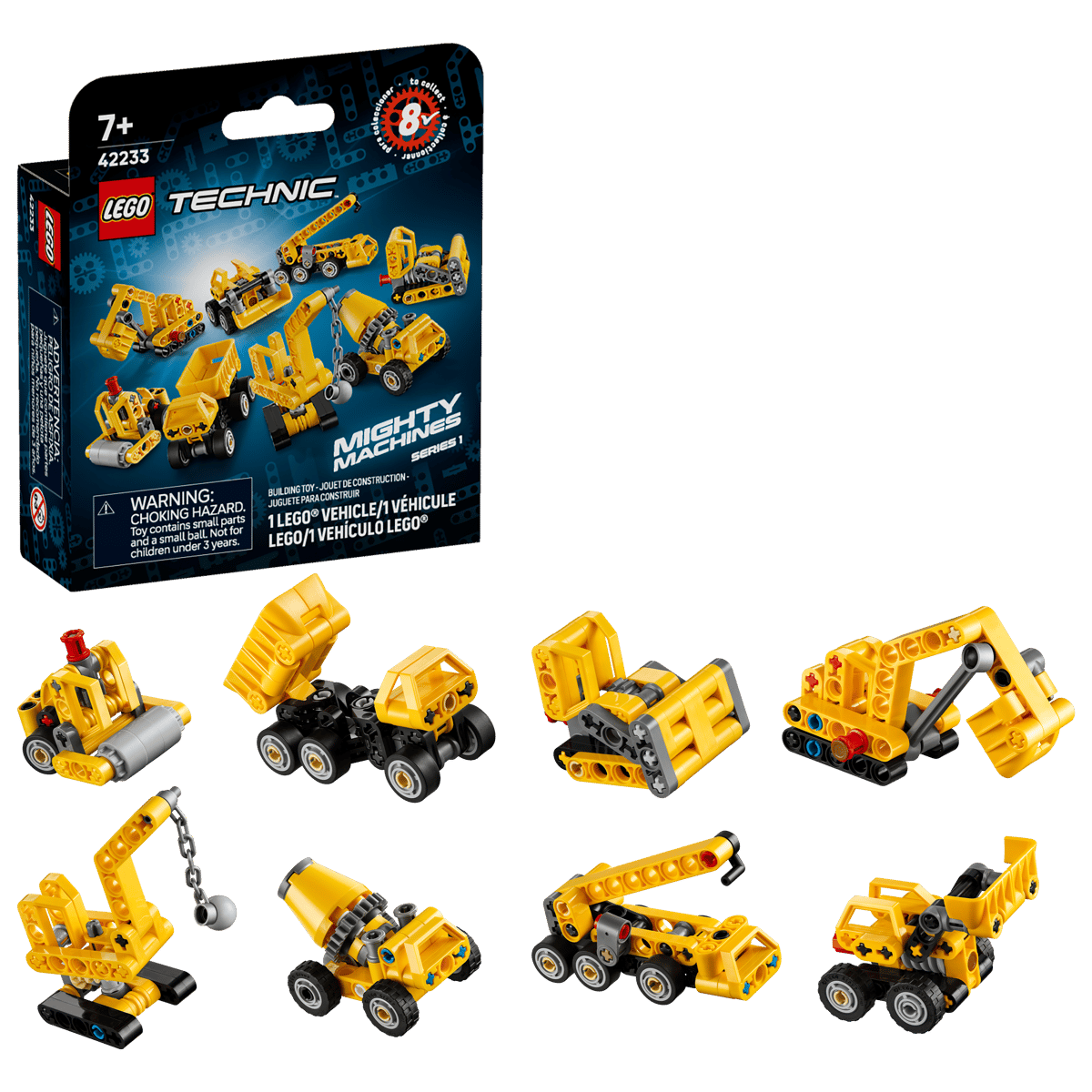 Конструктор LEGO Technic 42233 Могучие Машины полный комплект из 8 разных машинок