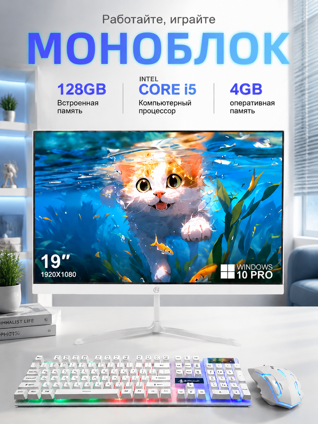 Моноблок для работы и учёбы i5-4/128ГБ 19"
