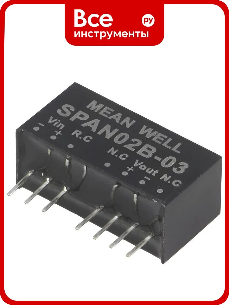DC/DC-преобразователь на печатную плату Mean Well SPAN02B-03, в корпусе SIP-8, изолированный, с дистанционным Вкл-Выкл 2 Вт 3.3 В 3960682