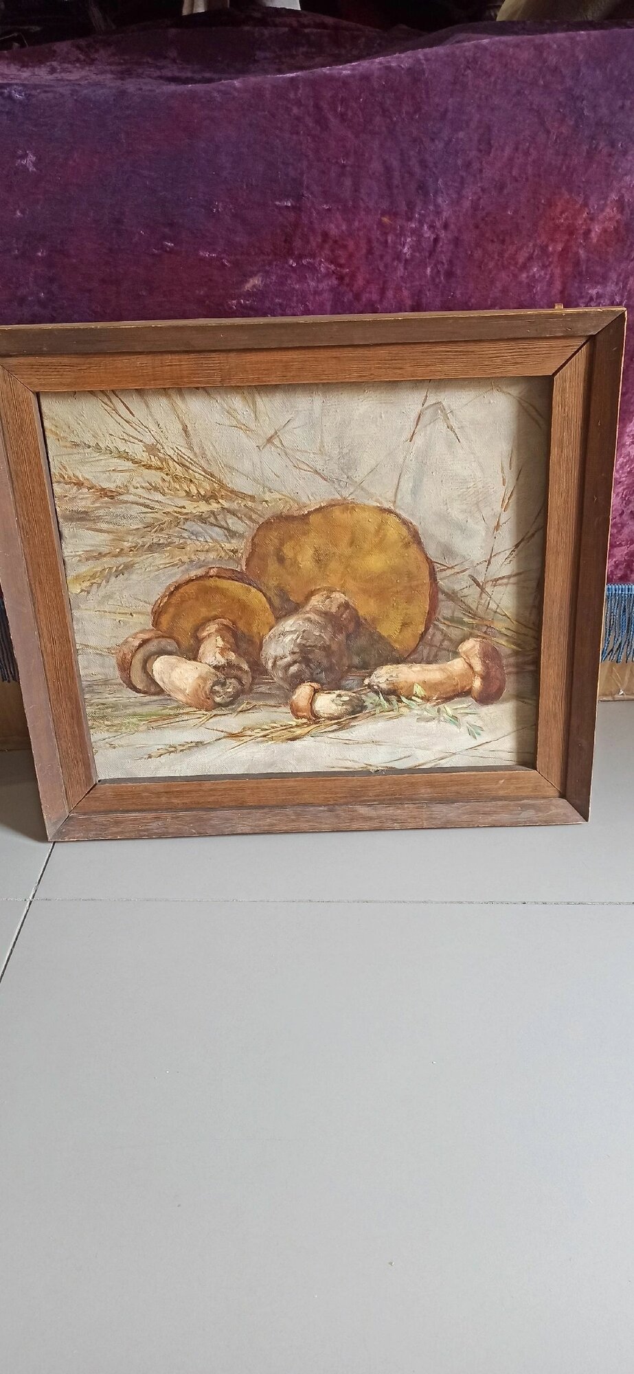 Старинная картина Грибы , 51*46 см