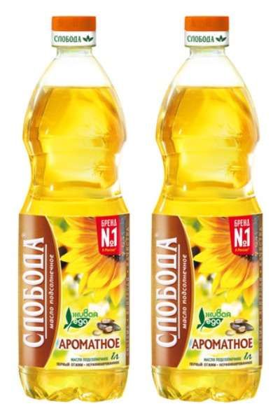 Масло подсолнечное слобода ароматное нерафинированное, 1 л, 2 уп.