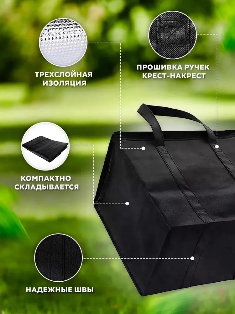 Термосумка 23 л, размер 35,5х35х20,5 см, сохраняет тепло и холод, черный — фото 1