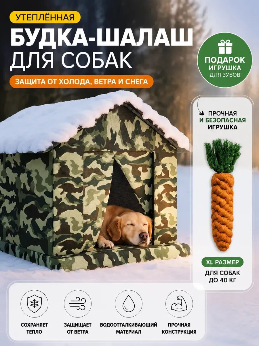 Уличная утеплённая будка для крупных собак