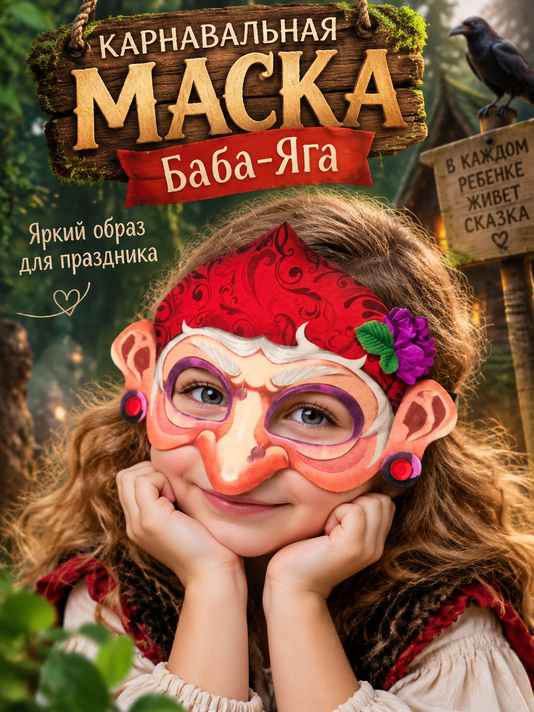 Карнавальная маска Волшебная маска «Герои сказок. Ворчливая Баба-яга», фетр