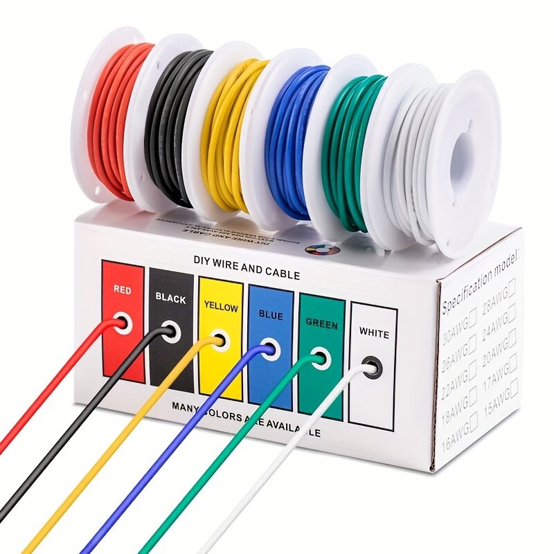 Набор катушек с луженым медным проводом 20AWG, 354.33 дюйма, 6 шт.