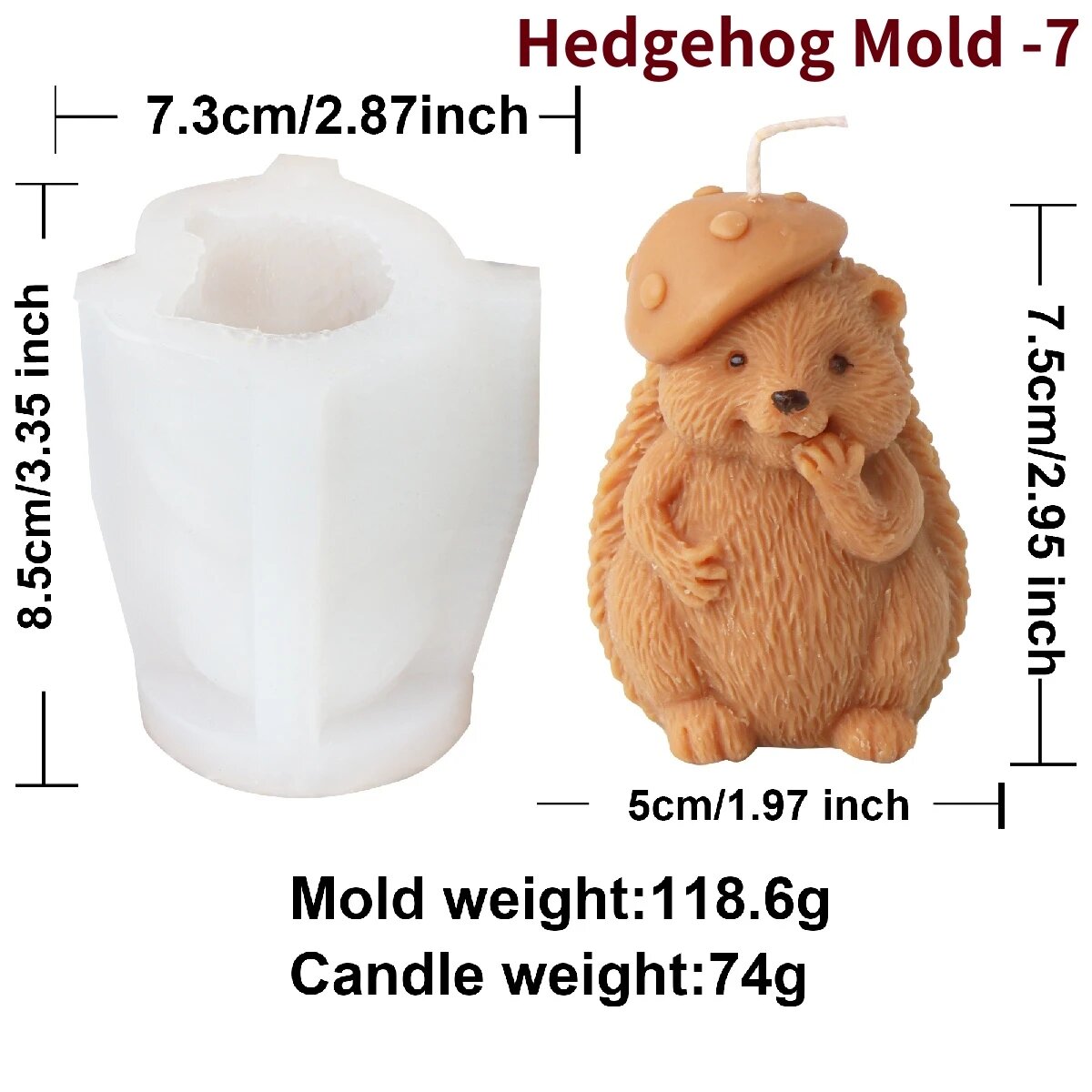 Силиконовая форма для свечей Ежик, Hedgehog Mold 7