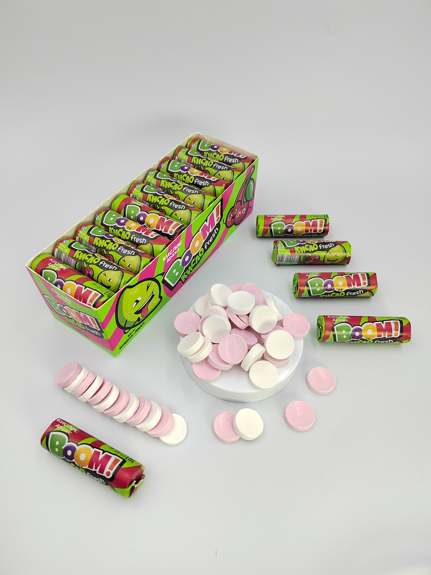Драже BOOM FRESH "БУМ фреш", со вкусом вишни и лайма, набор 30 шт по 15 г