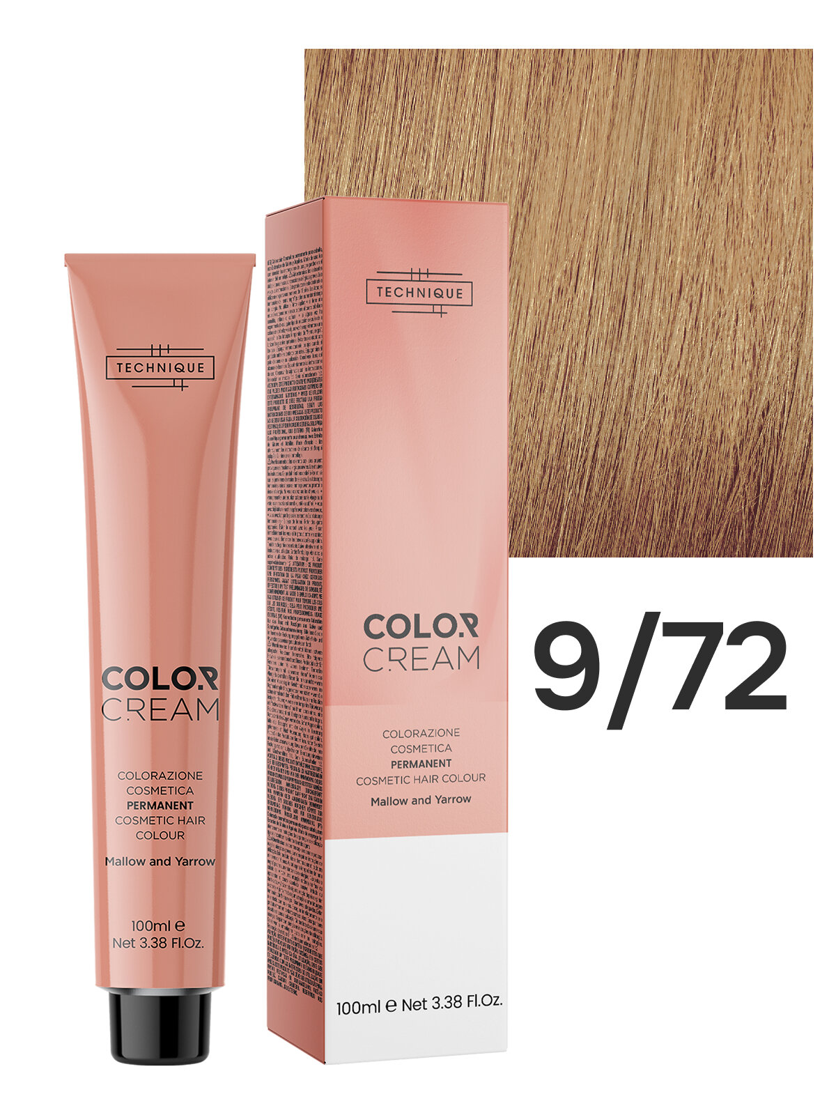 Крем - краска для волос профессиональная Technique Color Cream Permanent Cosmetic Hair Colour 9.72 Блонд Коричнево-фиолетовый, 100 мл