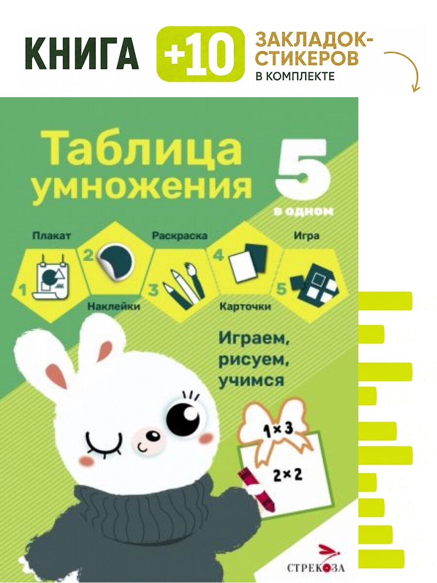 Таблица умножения. 5 в одном. Комплект: книга + 10 закладок-стикеров