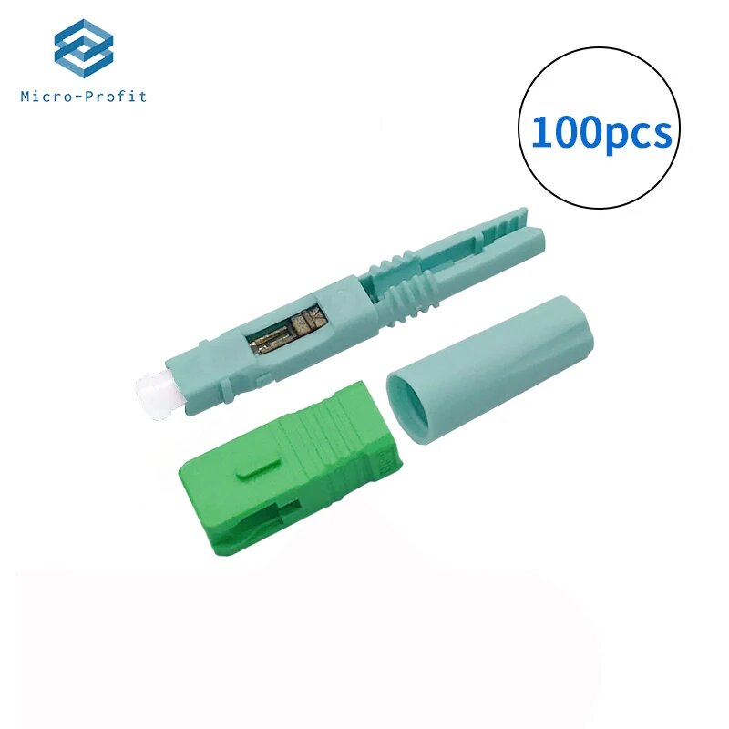 SC APC оптоволоконный разъем, зеленый, 100 шт.