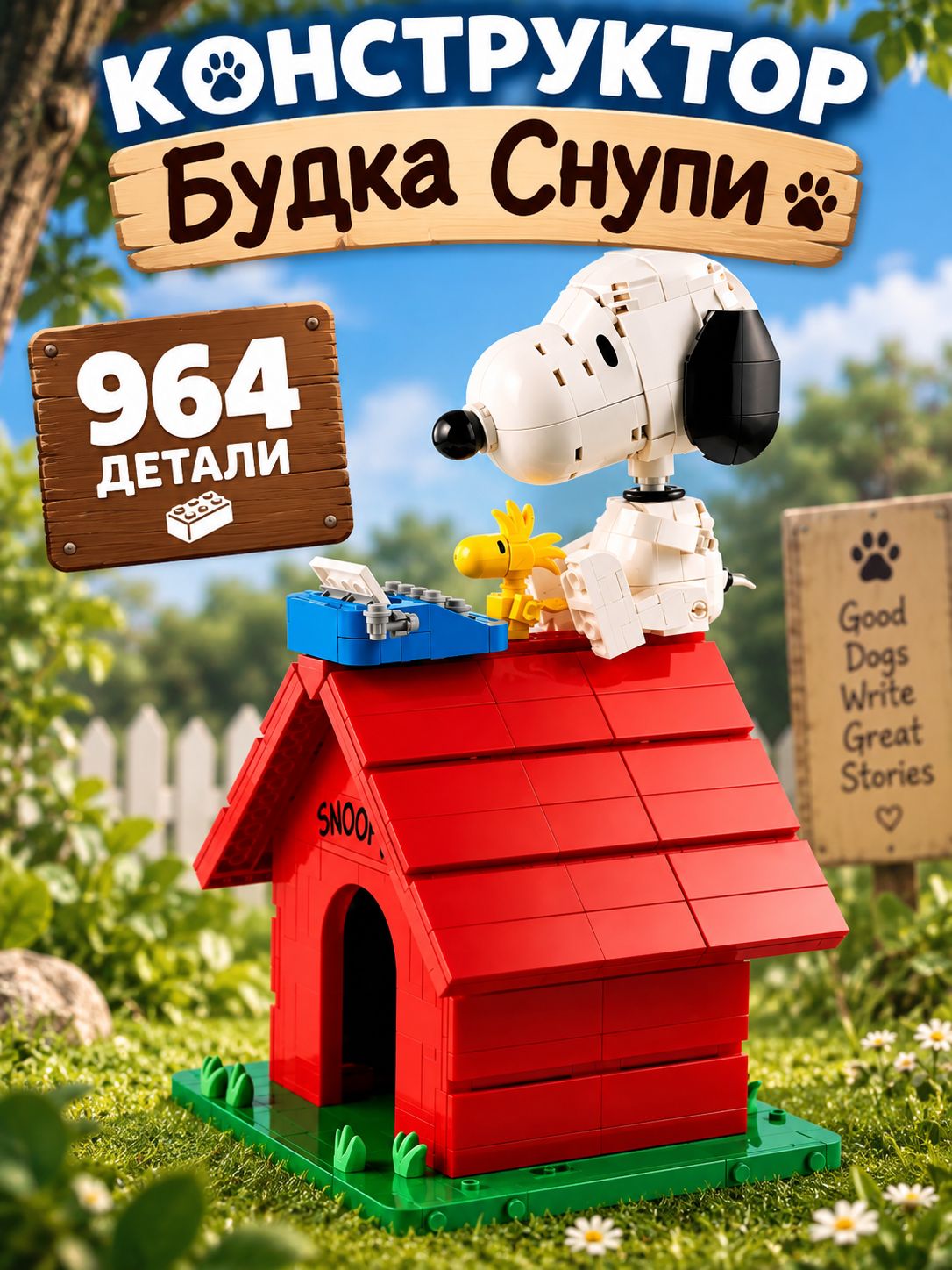 Конструктор Будка Снупи Snoopy, 964 детали