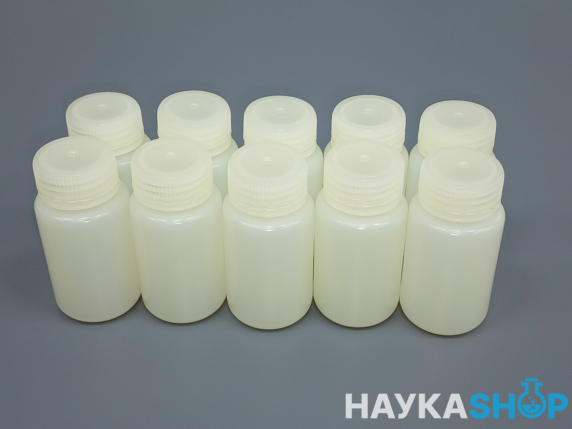 Бутылка 125 мл (10 шт.), HDPE, с широким горлышком и крышкой, химически стоякая, Biologix (04-2125)