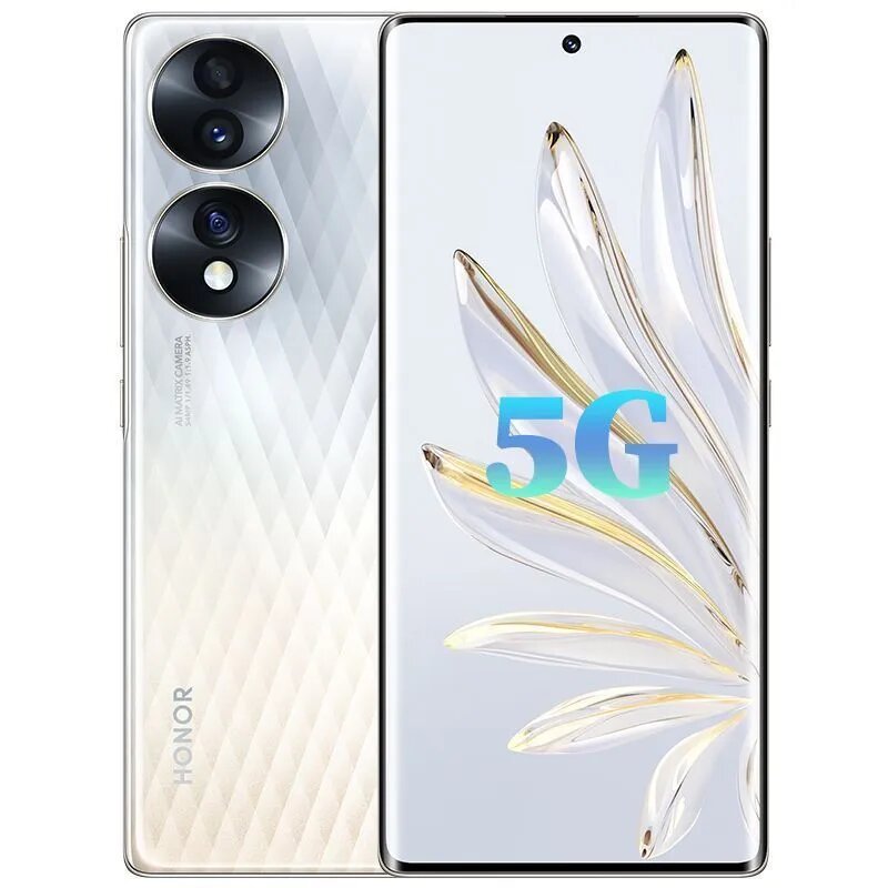 Honor Смартфон Honor 70 (поддержка Google, поддержка русского языка) 8/256 ГБ, Nano-SIM, белый, бежевый