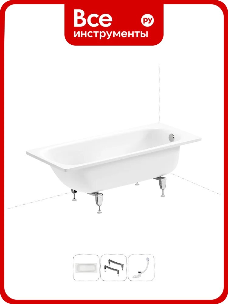 Стальная ванна 160х70 см с шумоизоляцией Sanitana BLB Universal 20220701R в наборе 3 в 1 20220701R