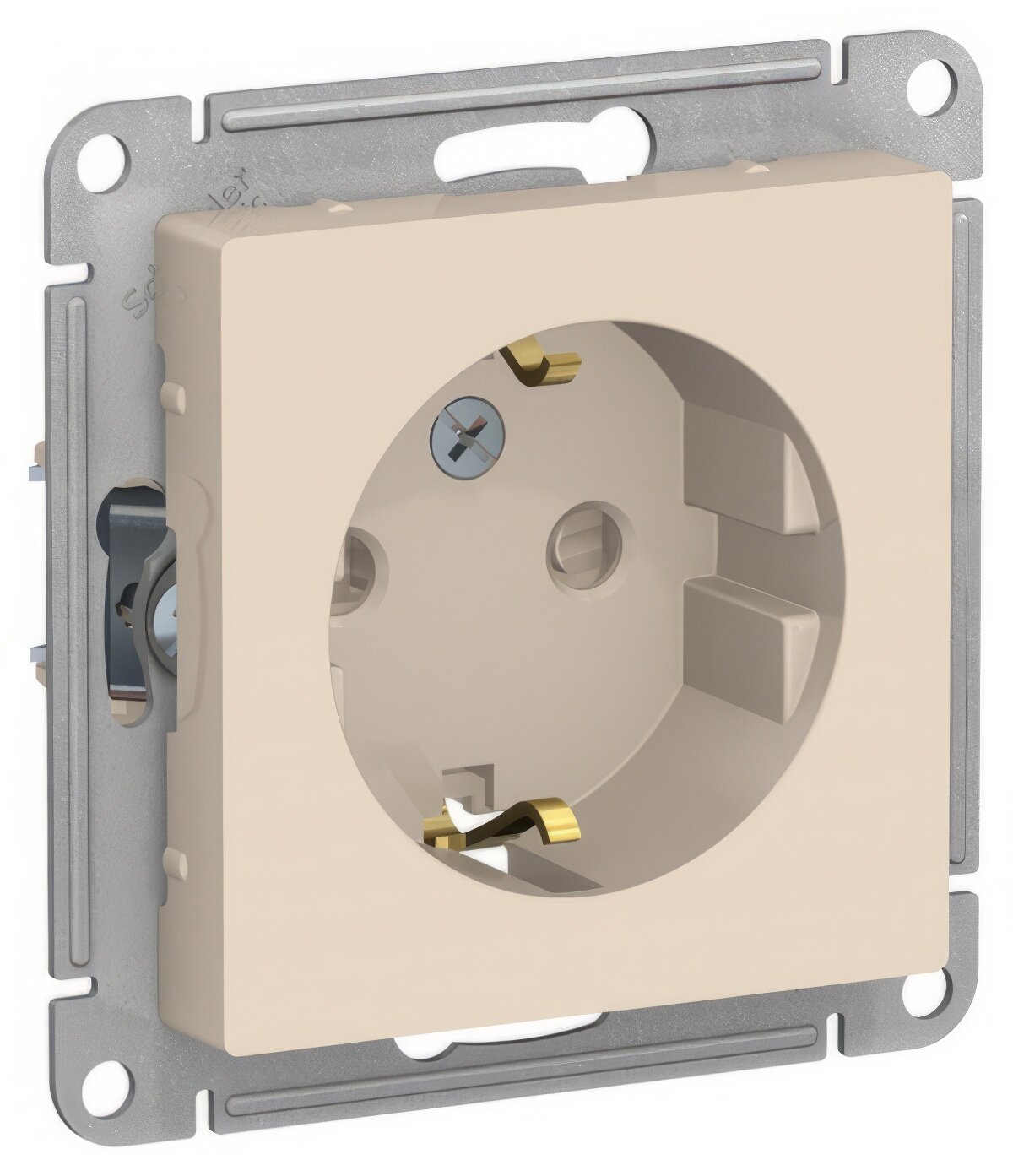 Розетка 1 пост SCHNEIDER ELECTRIC Atlas Design с/з с/ш бежевый