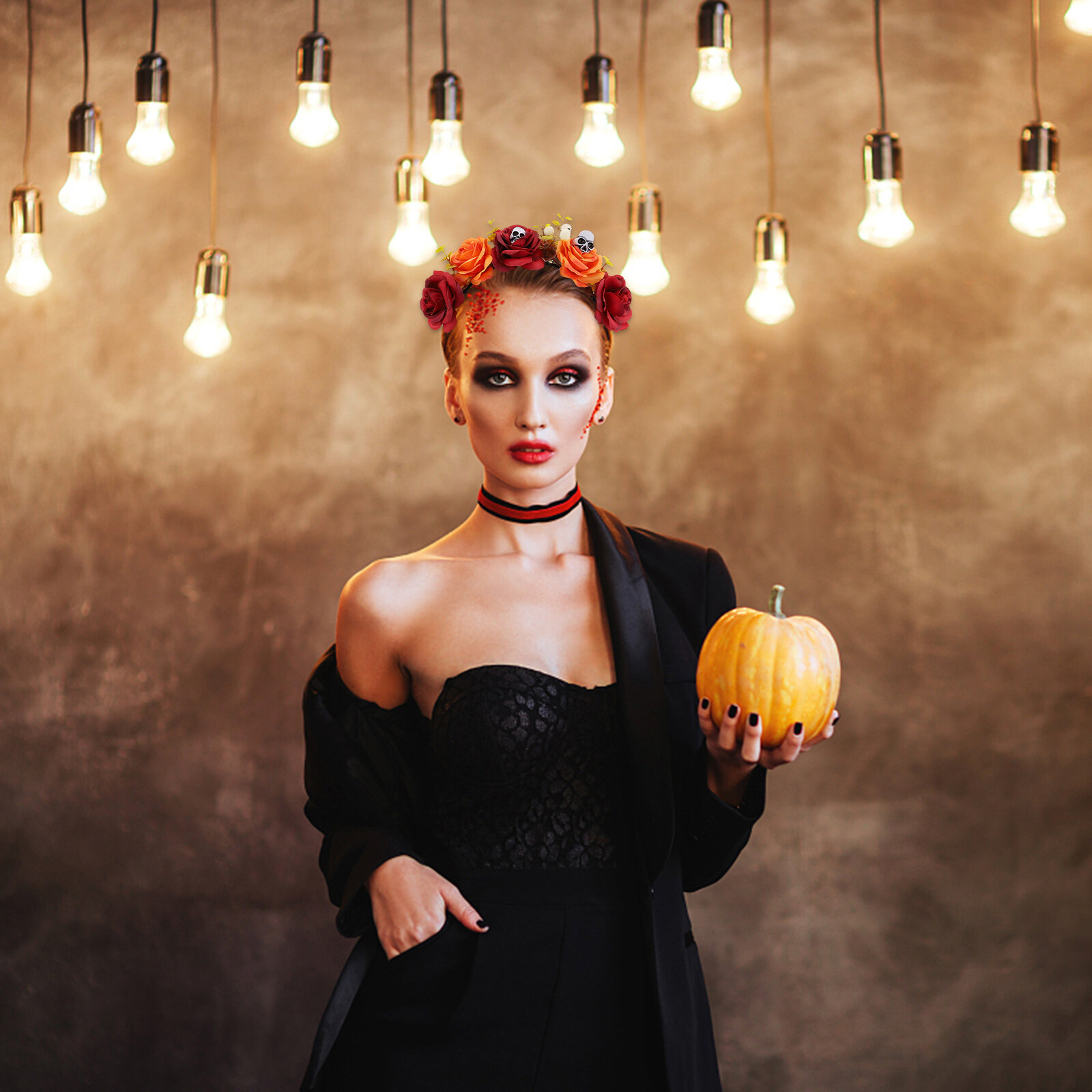 1 Штука Halloween Цветочная Ободок С Краном Для Партий И Карнавалов Модный Аксессуар Для Вечеринок 15x14 Cm