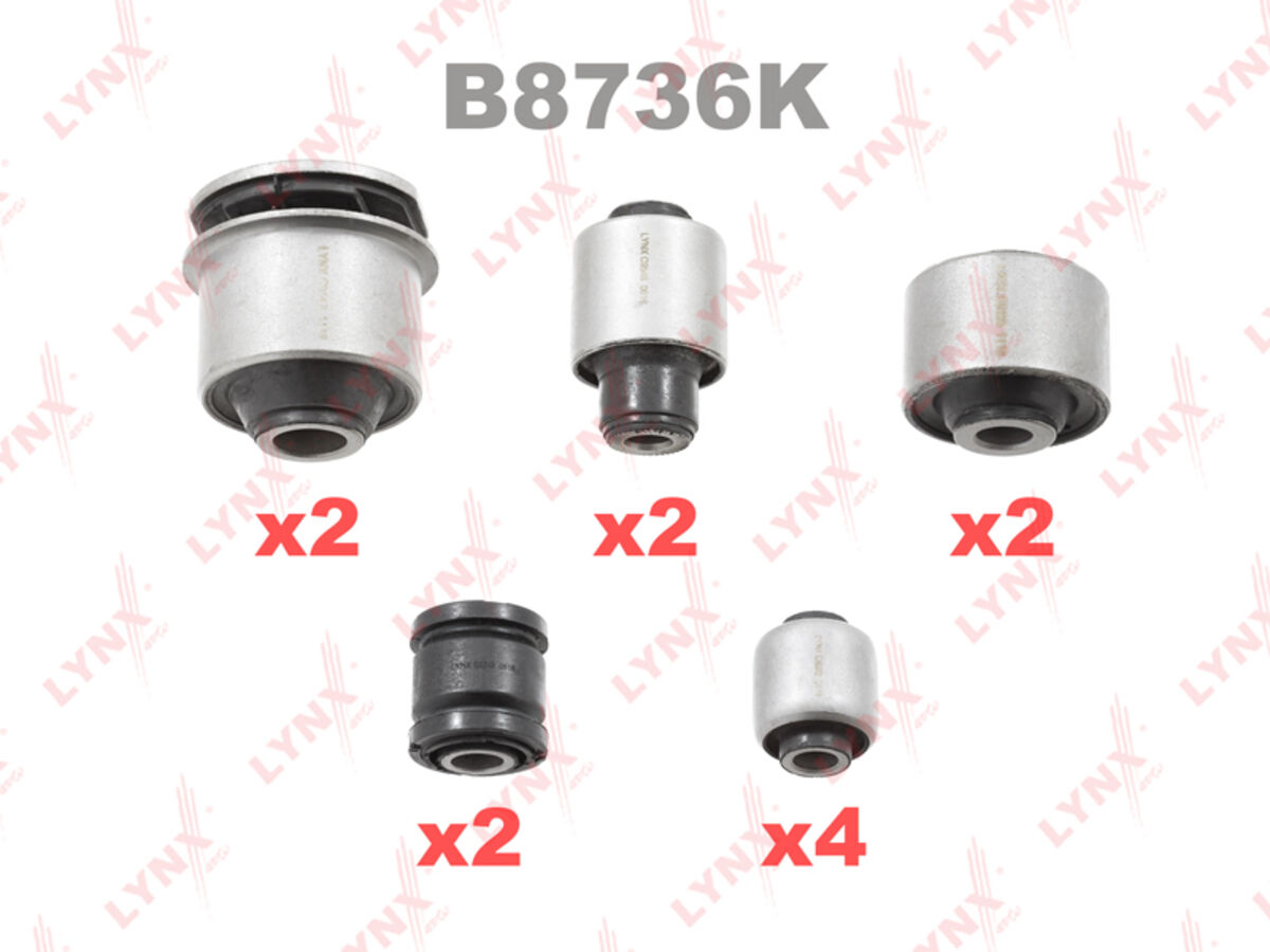 B8736K Комплект Сайлентблоков Lynxauto (LYNX B8736K)