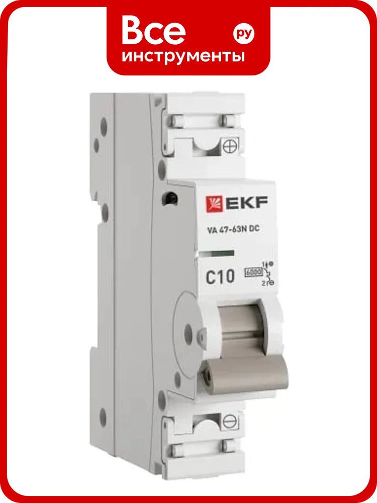 Автоматический выключатель EKF ВА 47-63N DC 1P 10А (C) 6kA PROXIMA M63DC6110C