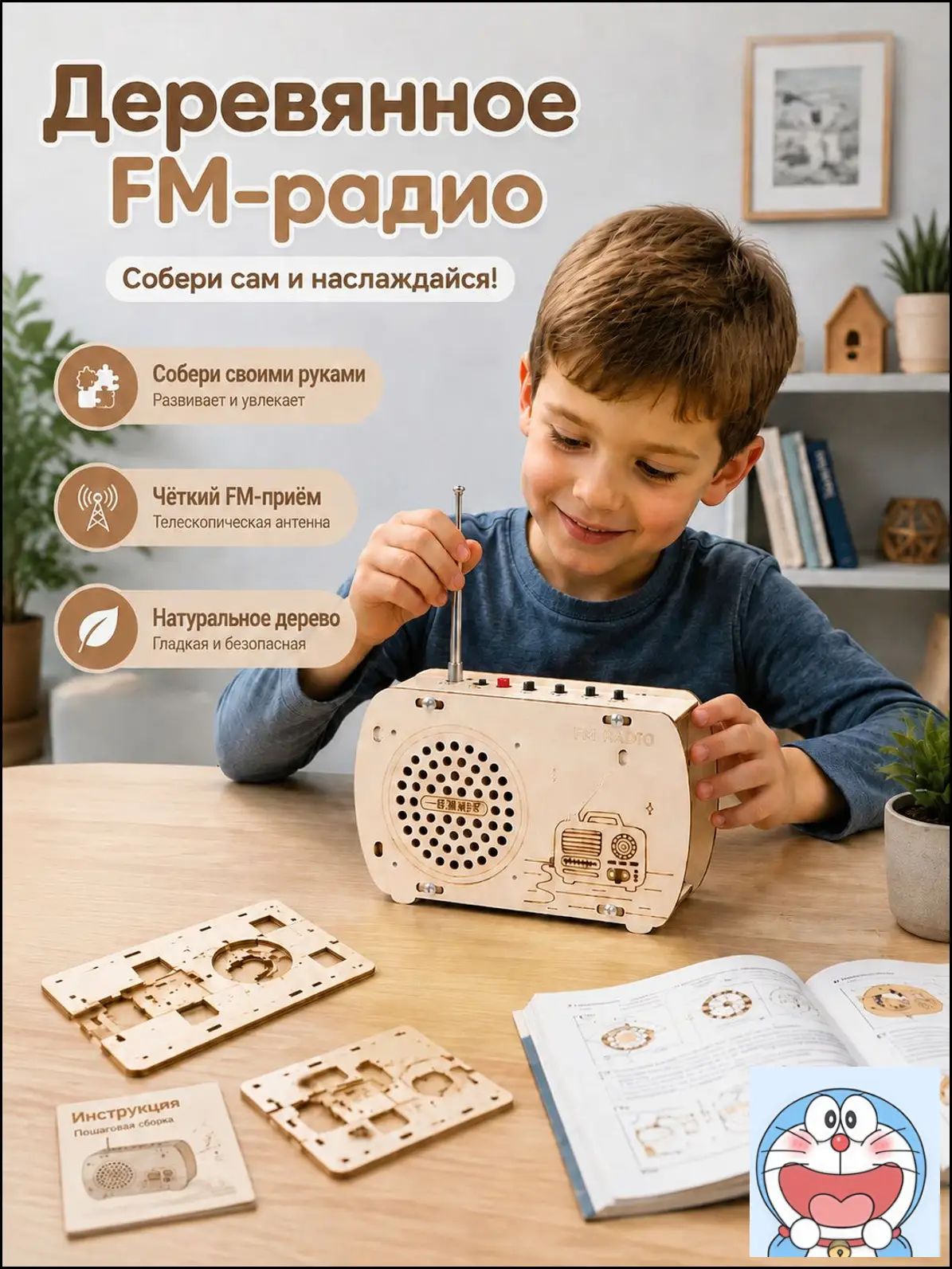 Детский радио деревянный комплект Build Kids Craft Student для обучения и творчества