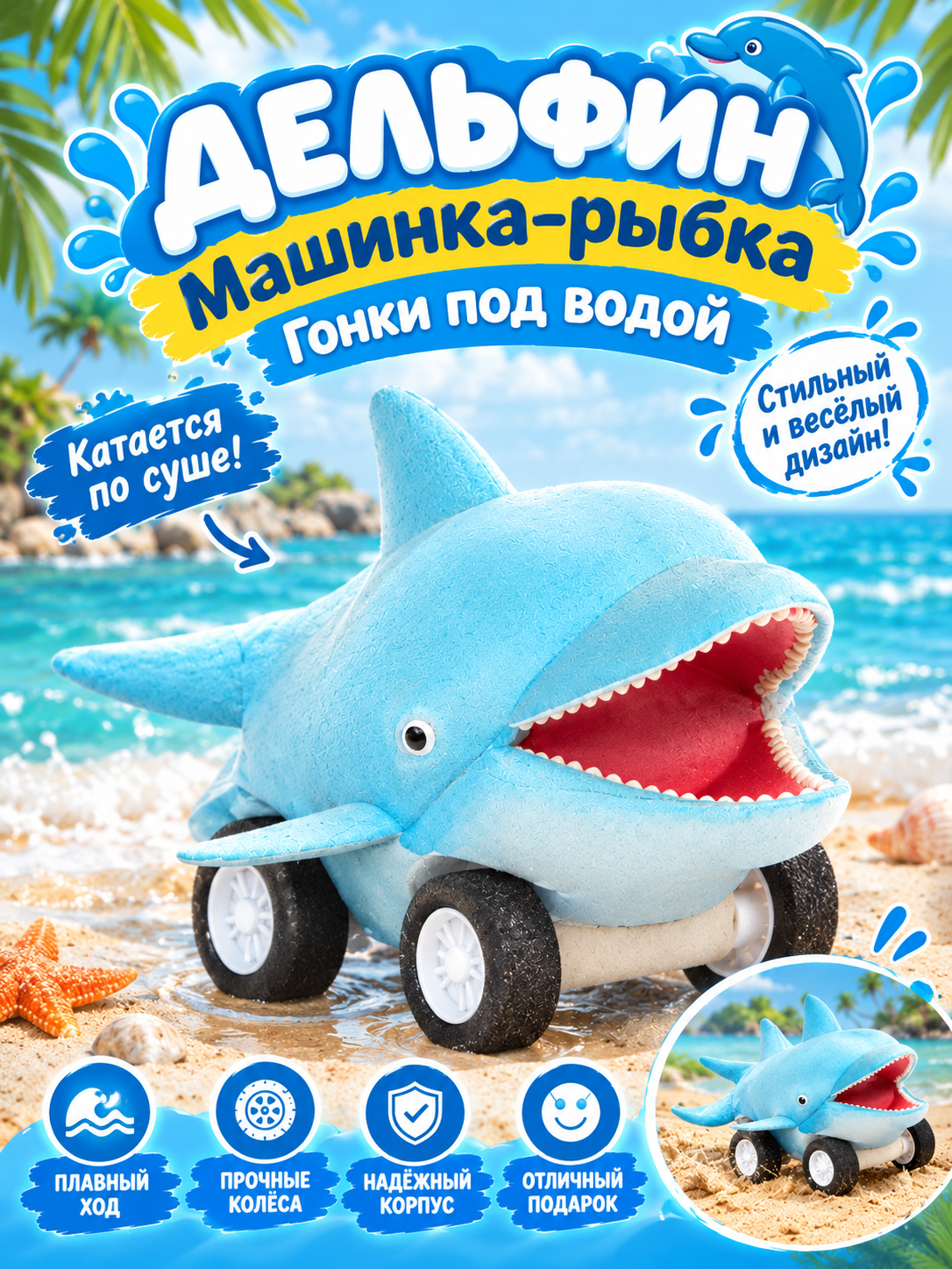 (Дельфин) Машинка-рыбка Гонки под водой подводный МИР Dino World