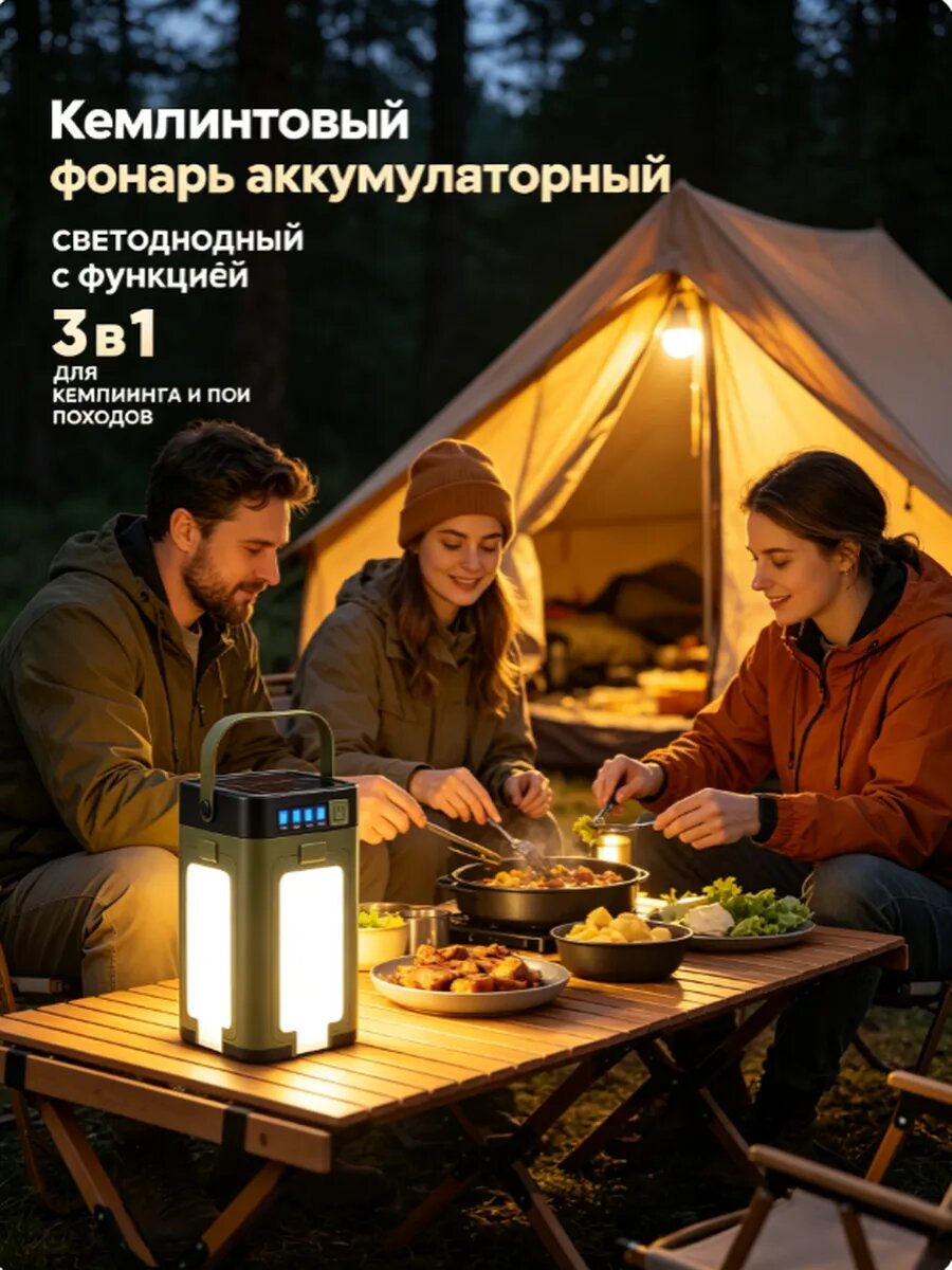 Кемпинговый фонарь аккумуляторный светодиодный с функцией