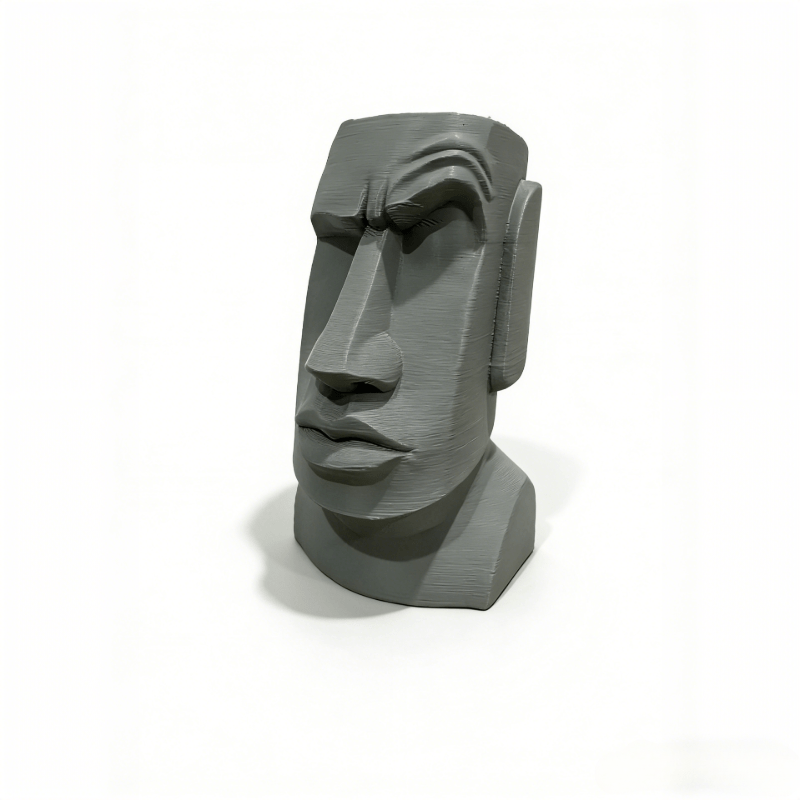 Статуэтка Моаи с поднятой бровью, 3D-печать, серая, настольная фигурка
