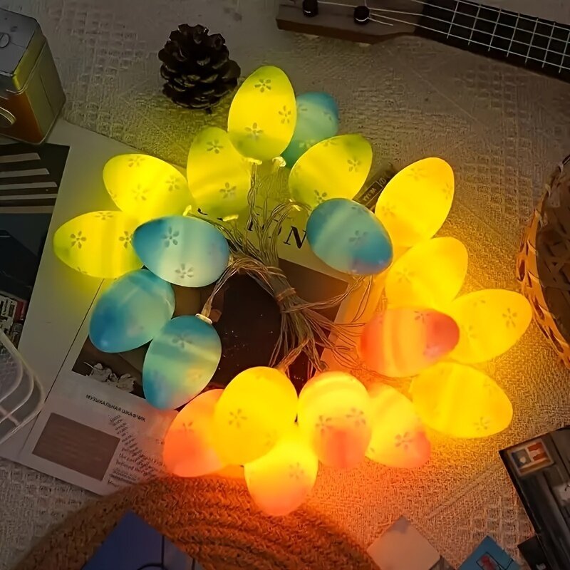 Светодиодная пасхальная гирлянда в виде треснутых яиц, 20 LED, 3 м, на батарейках (батарейки не входят в комплект), для дома и праздника