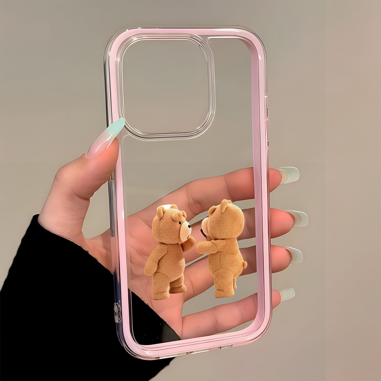 Чехол для смартфона 17 Pro с 3D-рисунком медведя, прозрачный